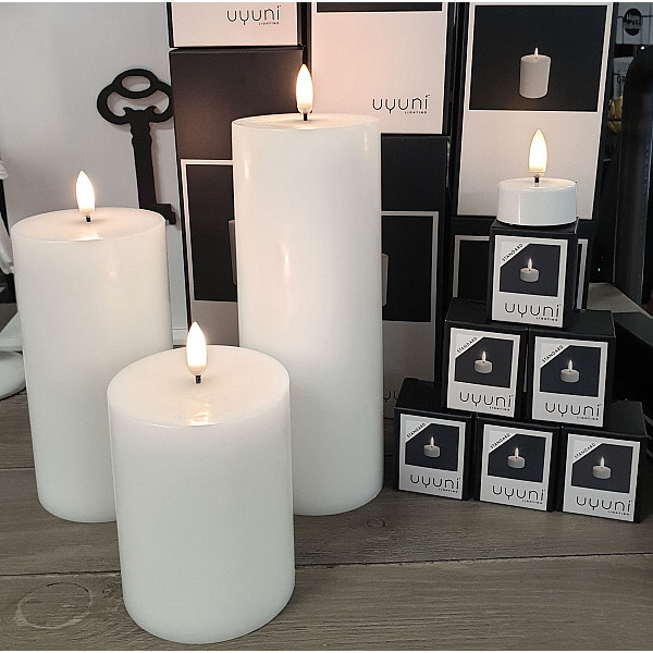 Pillar Candle LED UYUNI Nordic White 7.8 x 20.3 cm, Piffany Copenhagen ...